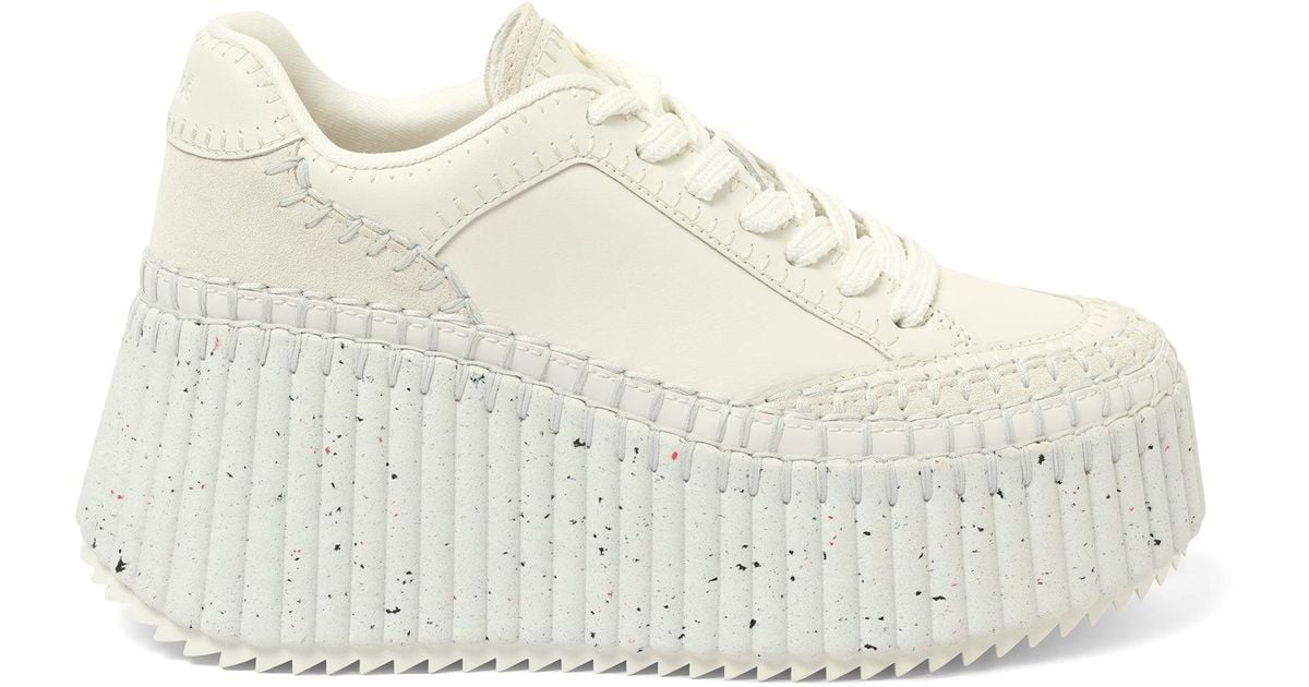 Chloé Platform Nama Sneakers, , 100% Calf Leather in White | Lyst