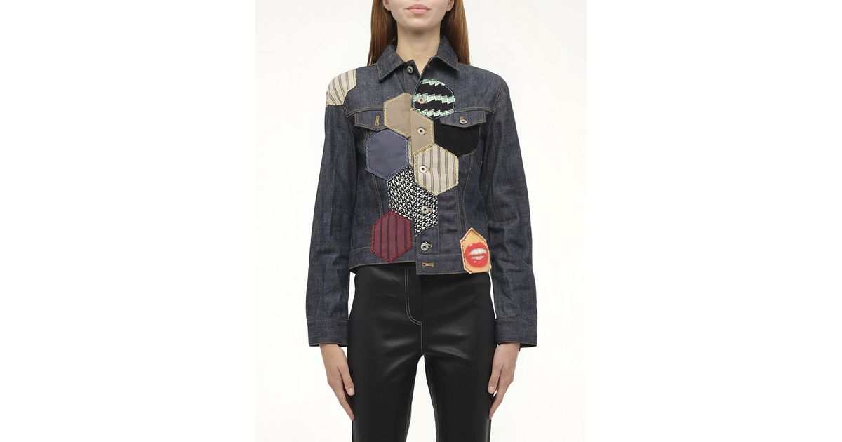 Loewe Patch Denim Jacket in Gray | Lyst