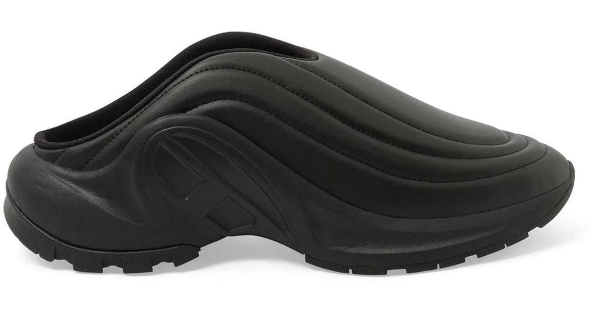 DIESEL D-Runner Mule Sandals, 100% Polyurethane in Black for Men | Lyst