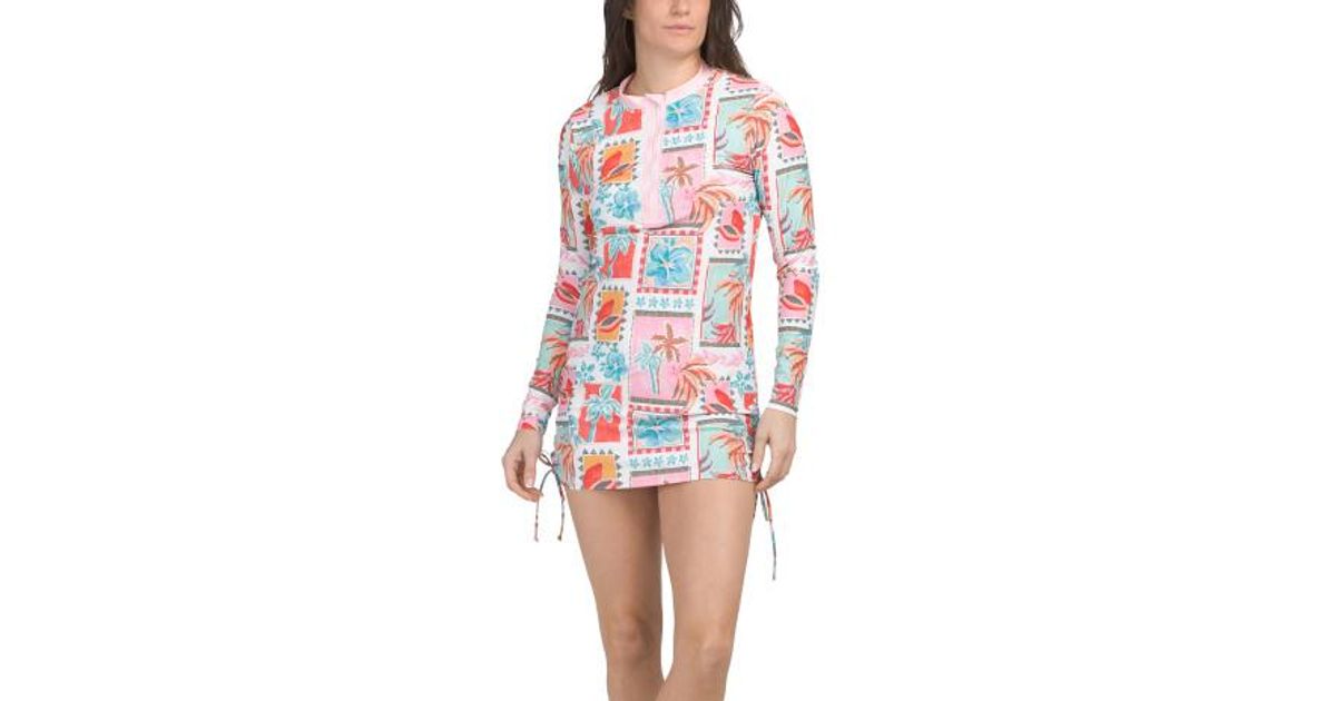 Marshalls Long Sleeve Mock Neck Half Zip Rash Guard Swim Dress For in ...