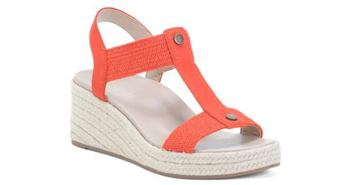 Marshalls Leather Calera Wedge Comfort Sandals For in Pink | Lyst
