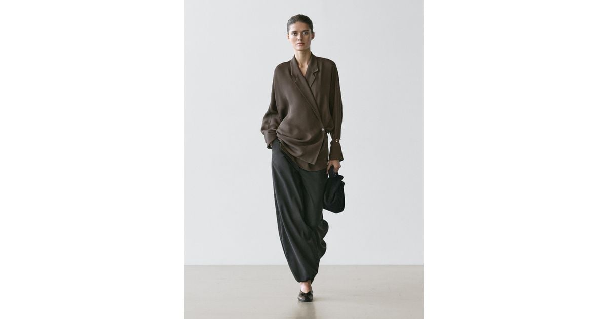 MASSIMO DUTTI Flowing Double-Breasted Overshirt in White | Lyst UK