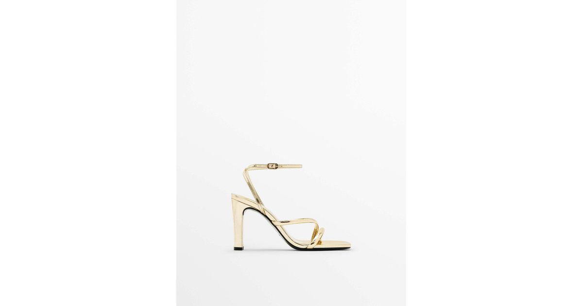 Massimo Dutti Strappy High Heel Sandals With Ankle Strap In White Lyst