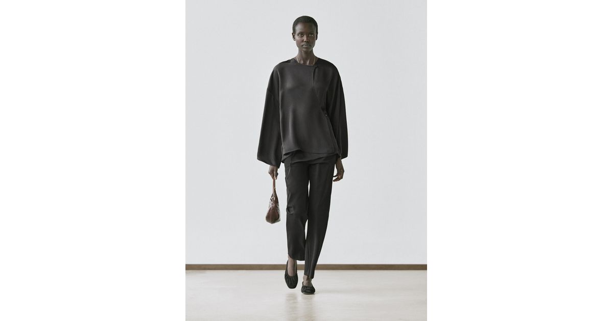 MASSIMO DUTTI Flowing Wrap Shirt in Black | Lyst UK