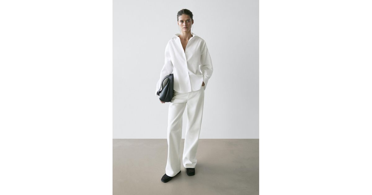 MASSIMO DUTTI Cotton Poplin Shirt With Dart Detail in White | Lyst UK