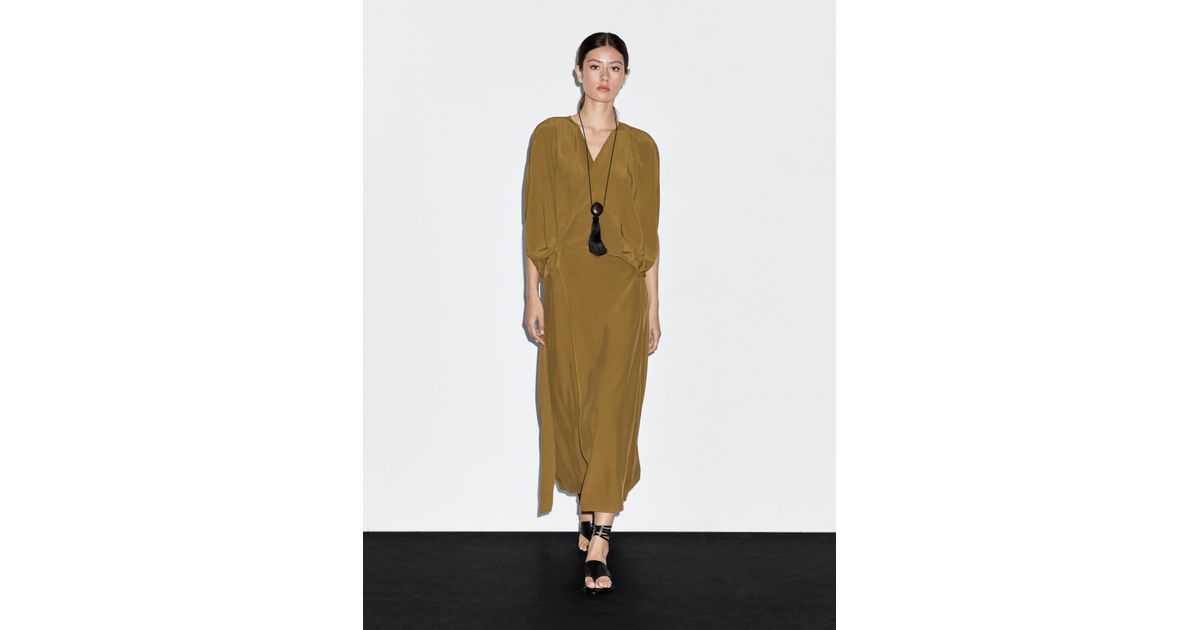 MASSIMO DUTTI Wrap Dress With Buckle in White | Lyst