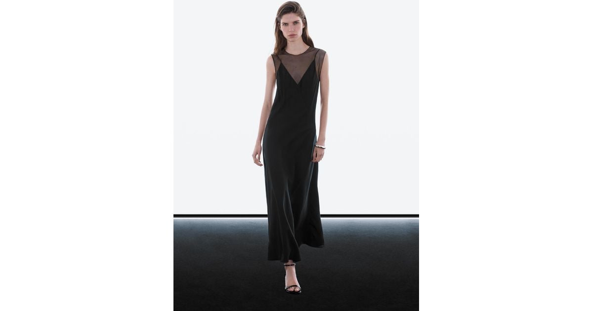 MASSIMO DUTTI Long Dress With Sheer Detail in White | Lyst UK