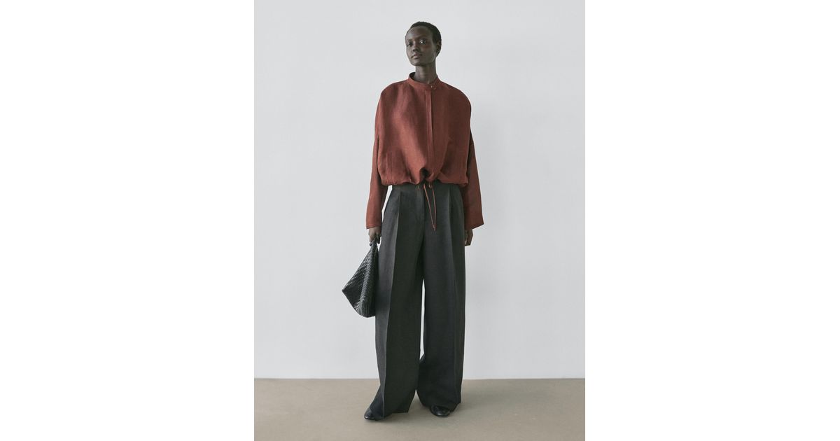MASSIMO DUTTI Linen Blend Bomber Jacket in Brown | Lyst UK