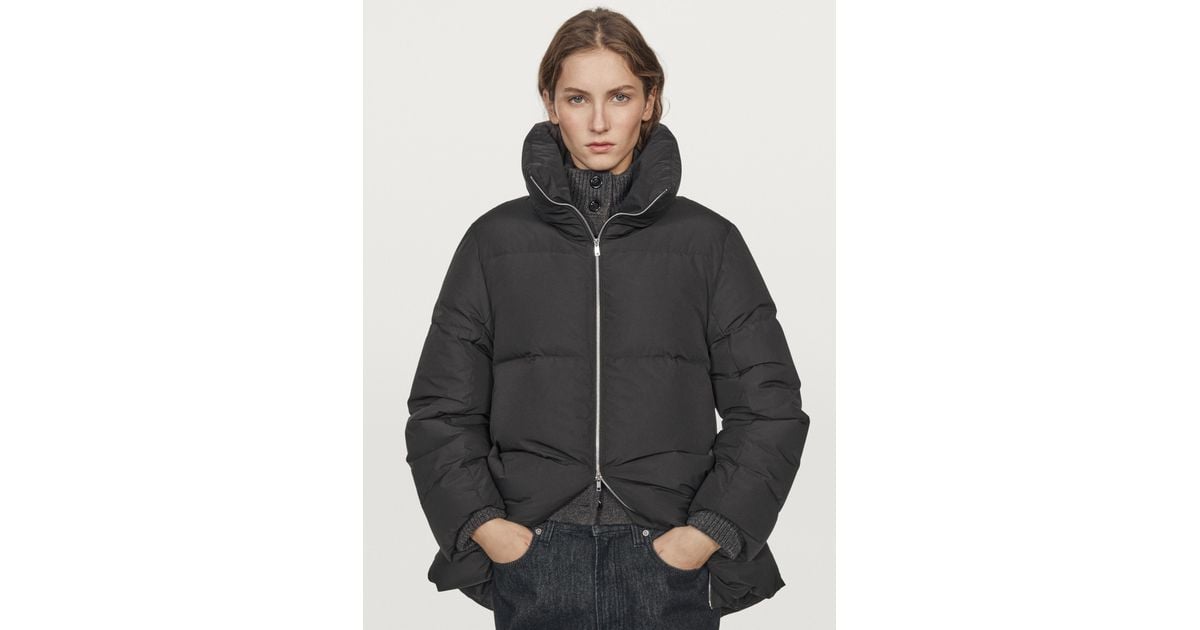 MASSIMO DUTTI Puffer Jacket With Scarf Detail Water Repellent in Grey ...