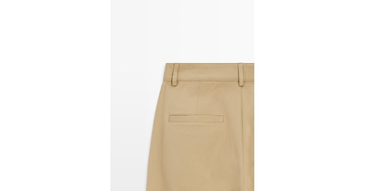 MASSIMO DUTTI Straight-Leg Trousers With Pleated Detail in Natural ...