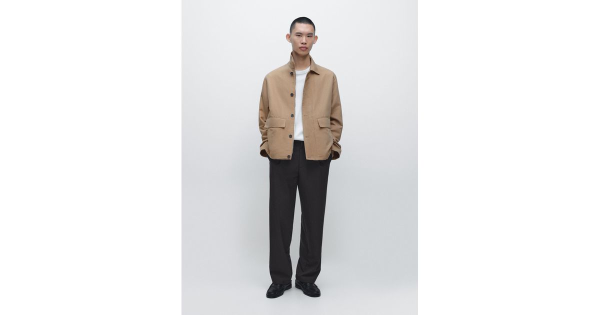 MASSIMO DUTTI Linen Blend Jacket With Pocket Details in White for Men ...
