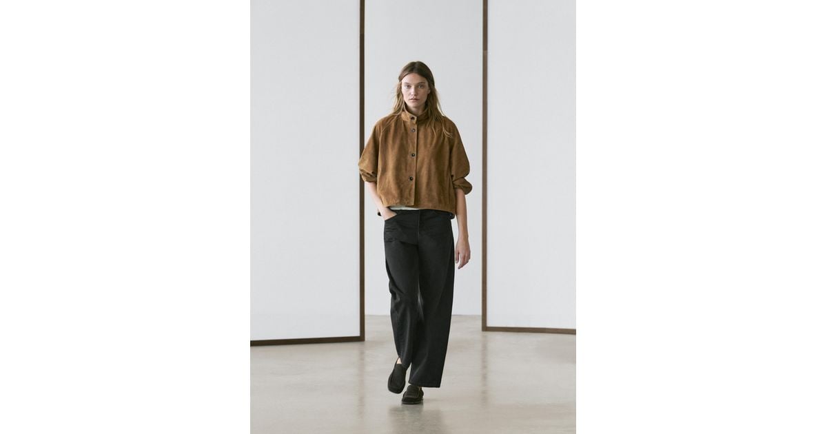 MASSIMO DUTTI Short Suede Leather Bomber Jacket | Lyst UK