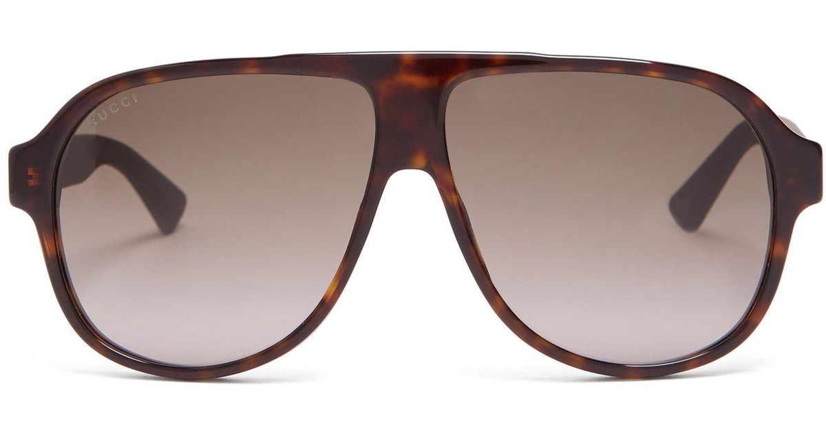Gucci Rubber Aviator Acetate Sunglasses In Brown For Men Lyst