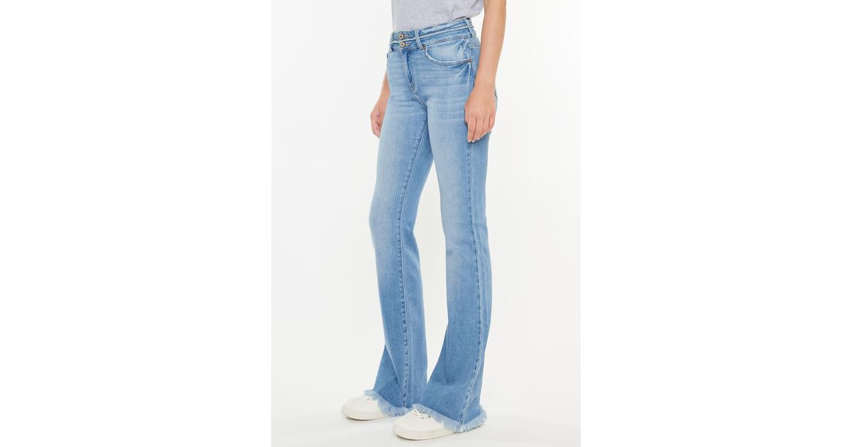 Kancan High Rise Curvy Double Button Bootcut Jeans in Blue | Lyst
