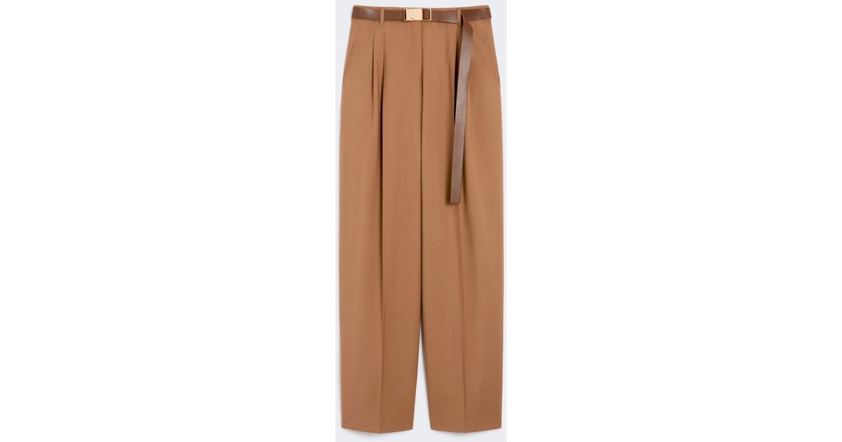 Max Mara Woollen Cloth Trousers in Brown | Lyst