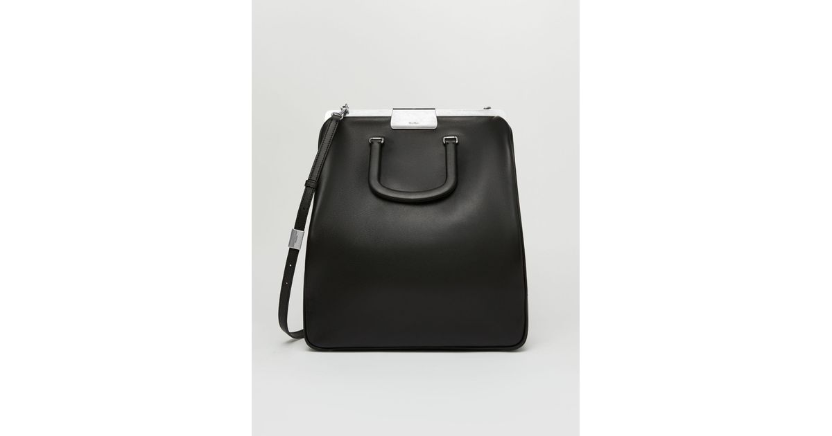 Max Mara Leather Vertical Handbag, Large in Black | Lyst