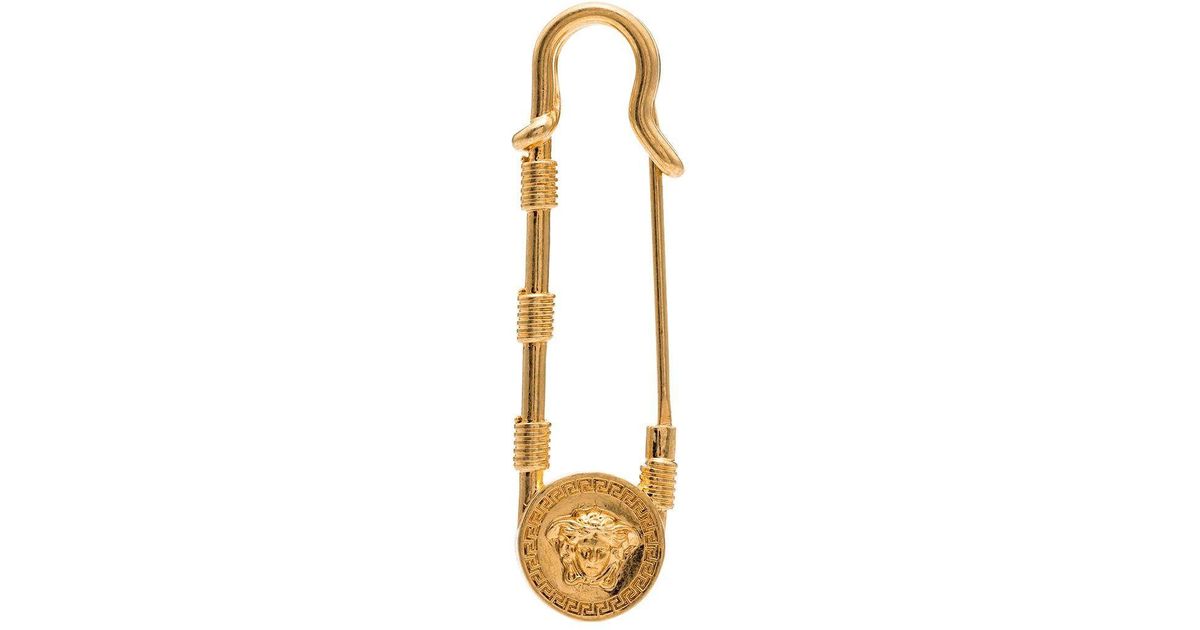 Versace Medusa Safety Pin Brooch in Metallic | Lyst
