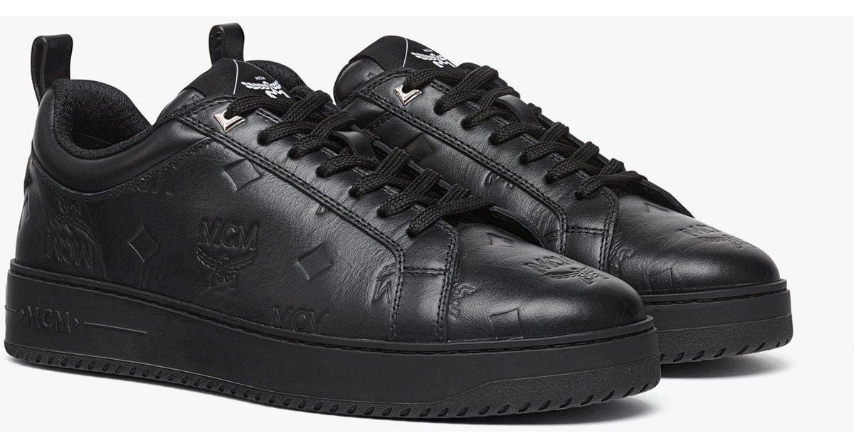 MCM Neo Terrain Sneakers In Monogram Leather in Black for Men | Lyst