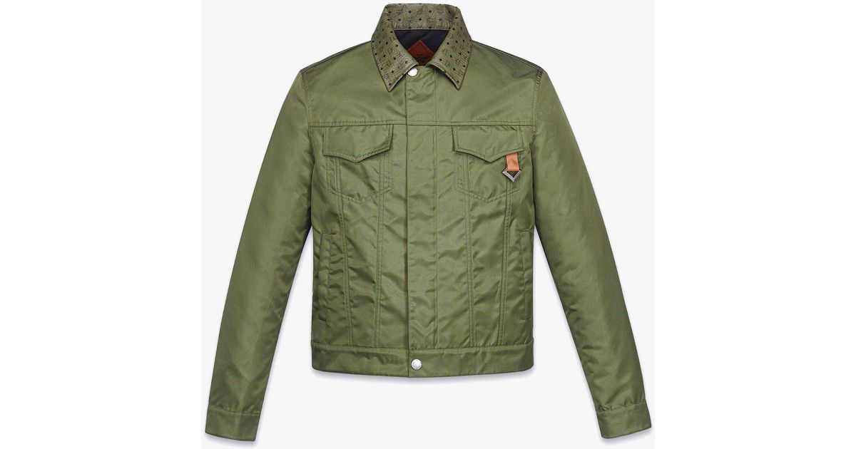 MCM Jacket In Econyl And Monogram Print Leather in Green for Men | Lyst