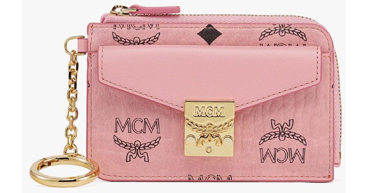 MCM Tracy Zip Card Case In Visetos in Pink | Lyst
