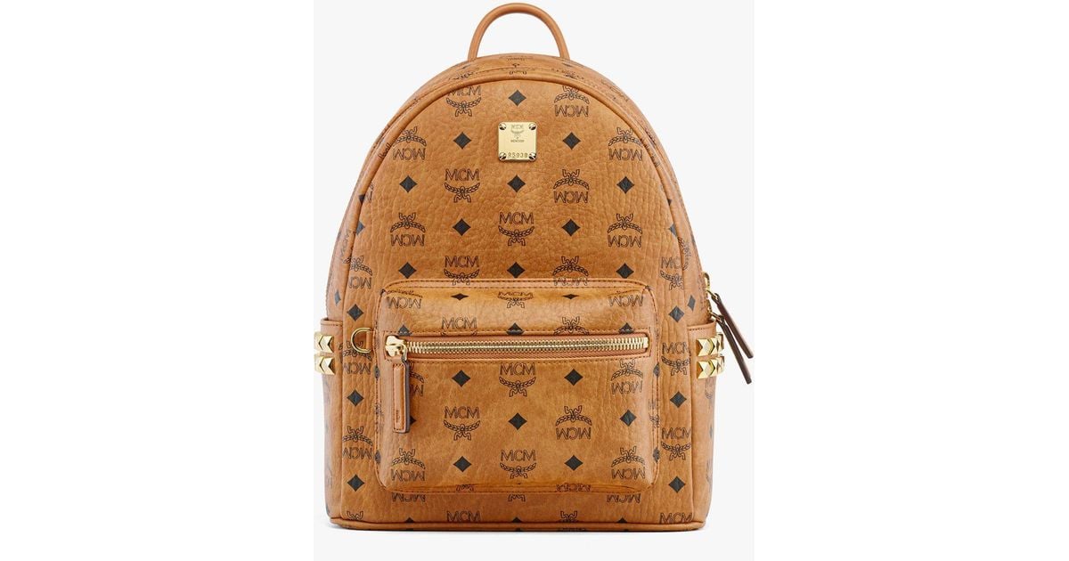 MCM Stark Side Studs Backpack In Visetos in Brown for Men | Lyst