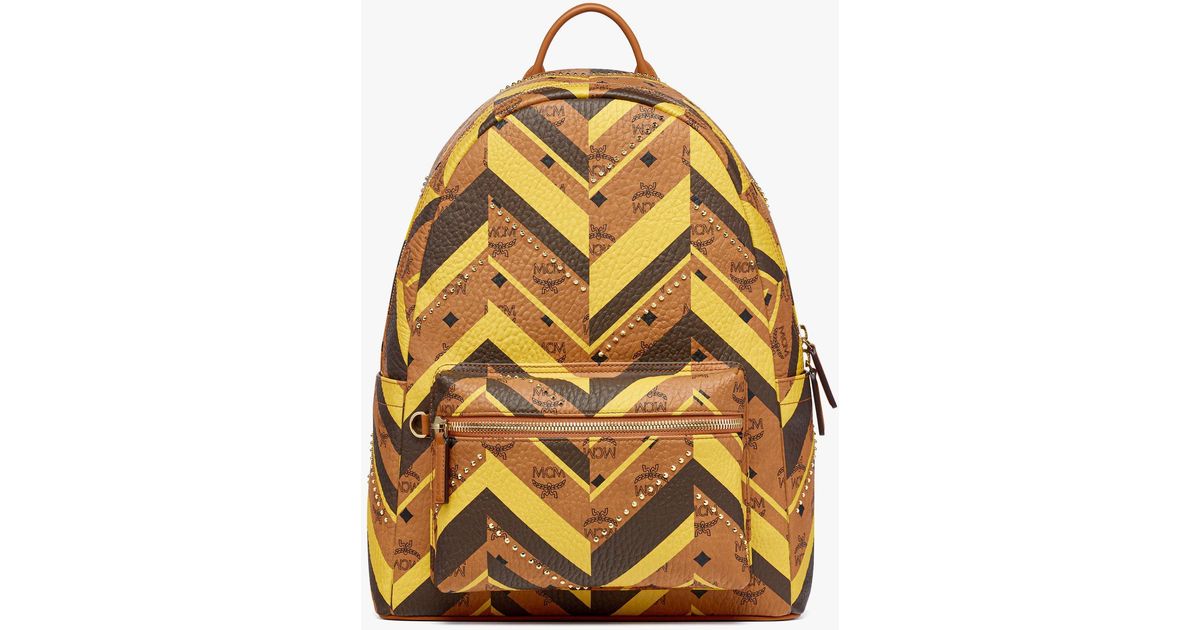 MCM Studded Stark Backpack In Mega Herringbone Visetos in Metallic for ...