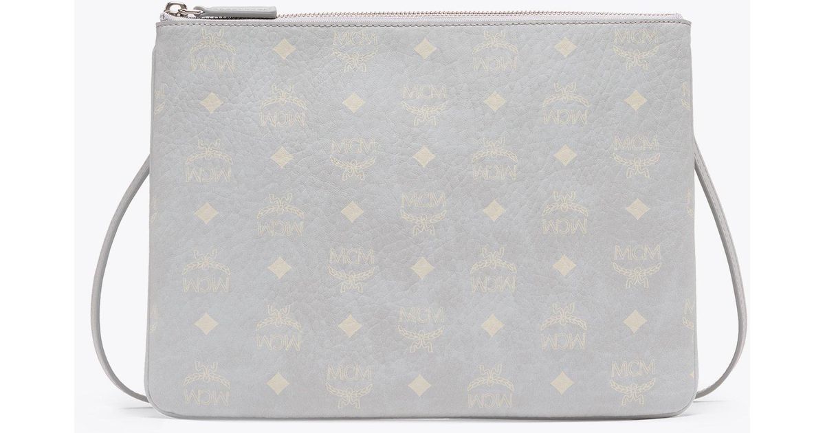 MCM Aren Crossbody Pouch In Visetos in Gray | Lyst