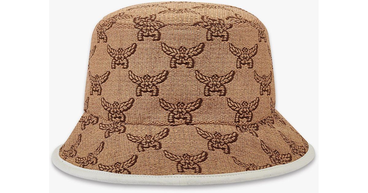 MCM Bucket Hat In Lauretos Raffia Jacquard in Brown for Men | Lyst