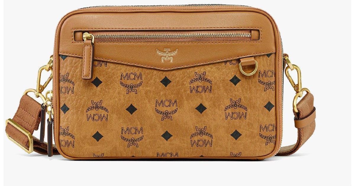 MCM Diamond Camera Bag In Visetos in Brown for Men | Lyst
