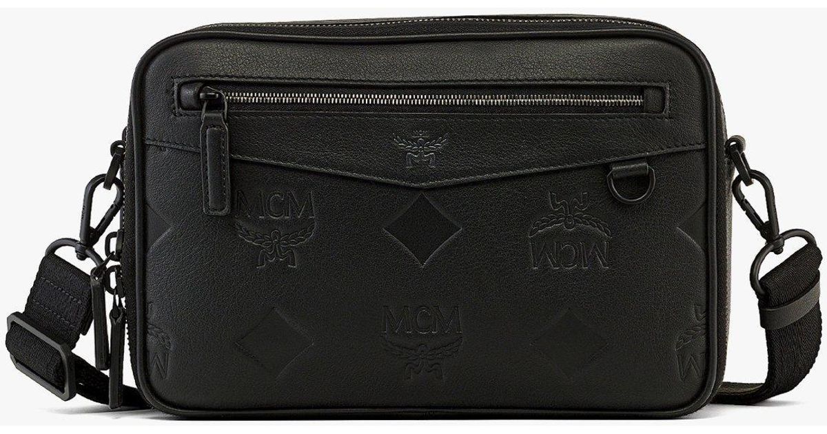 MCM Diamond Camera Bag In Maxi Monogram Leather in Black for Men | Lyst