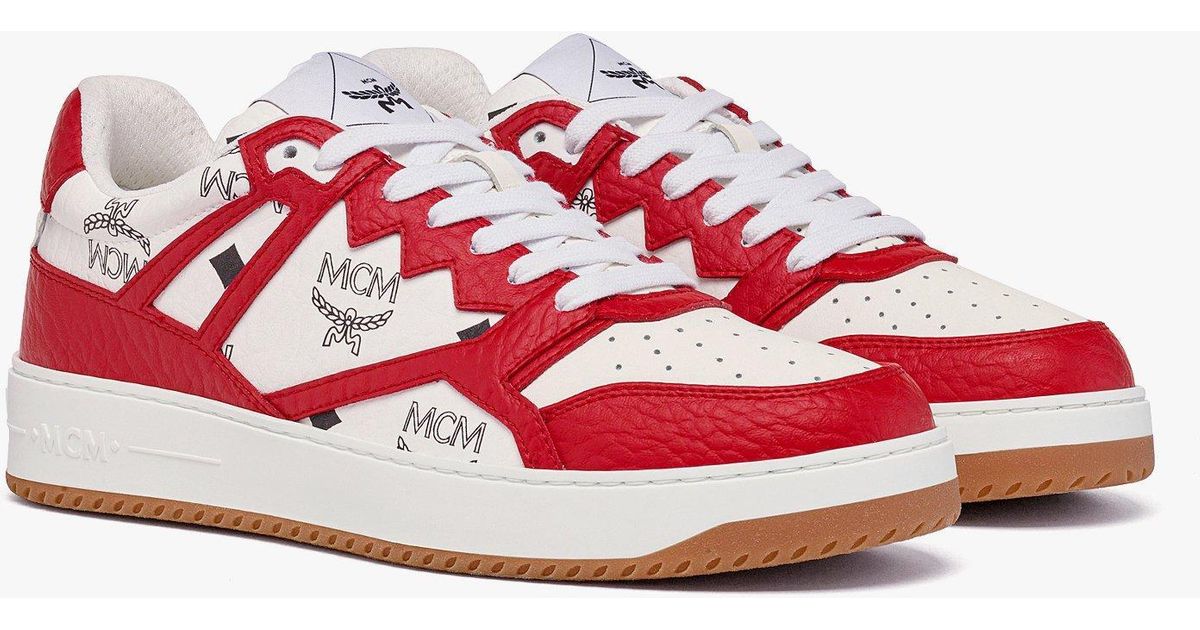MCM Neo Terrain Sneakers In Visetos in Red | Lyst