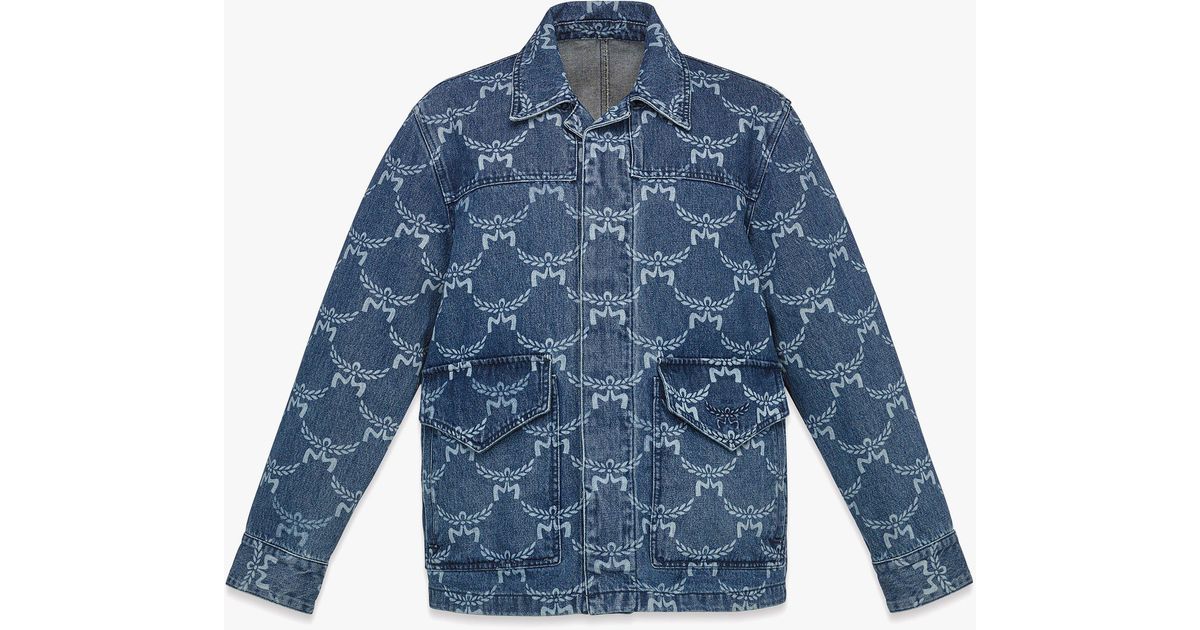 MCM Lauretos Monogram Denim Jacket in Blue for Men | Lyst