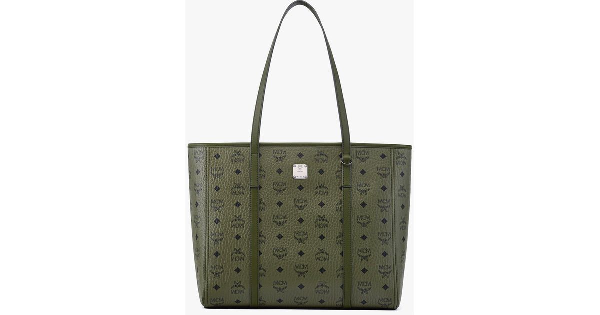 MCM Toni Top-zip Shopper In Visetos in Green | Lyst