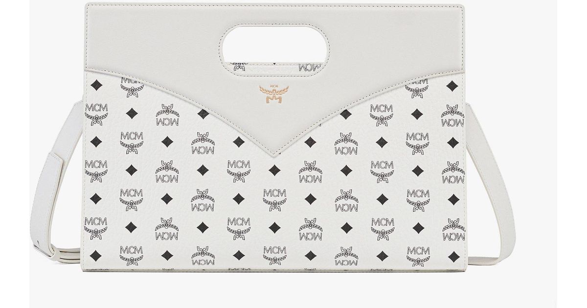 MCM Diamond Bag In Visetos Leather Mix in White | Lyst