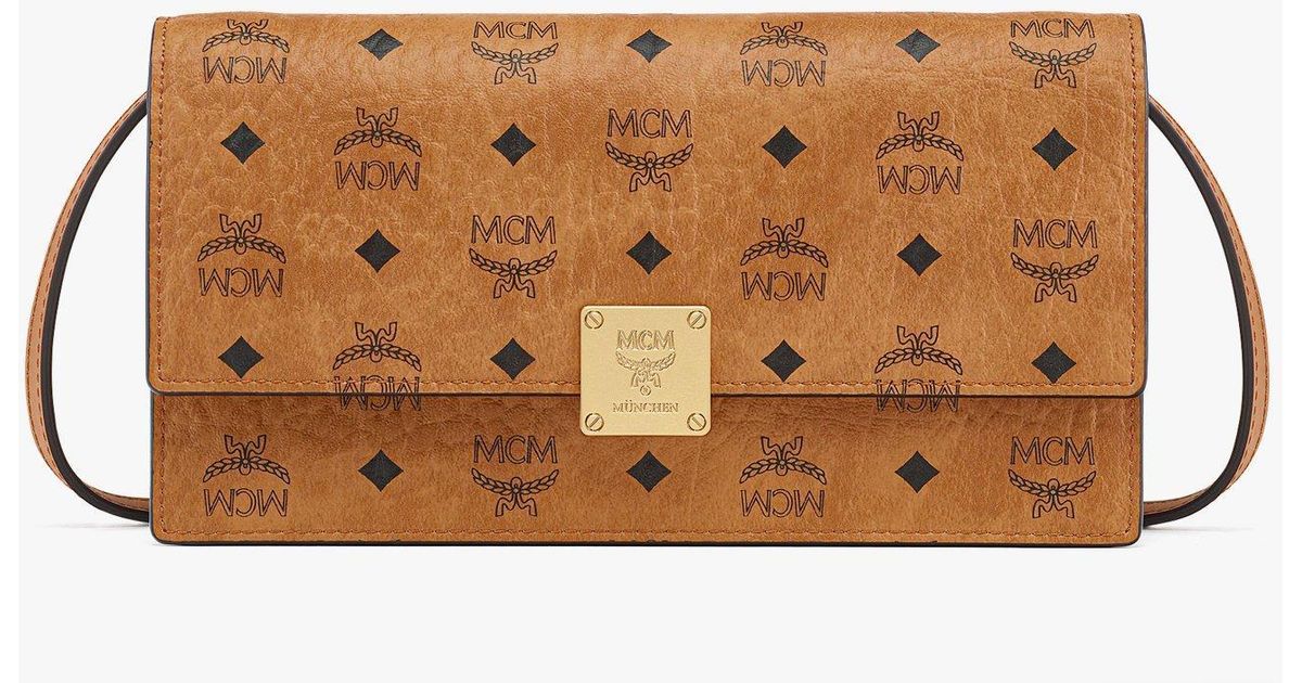 MCM Aren Crossbody Wallet In Visetos in Brown | Lyst