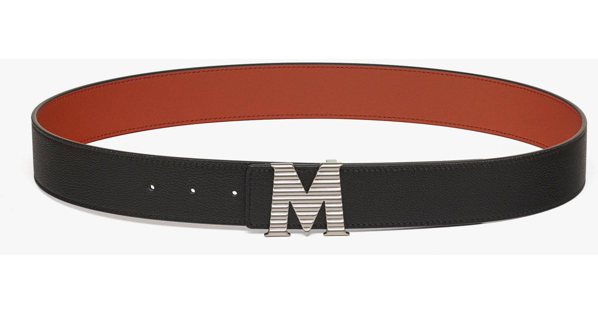 MCM Claus Fluted M Reversible Belt 1.5" In Embossed Leather in Brown ...