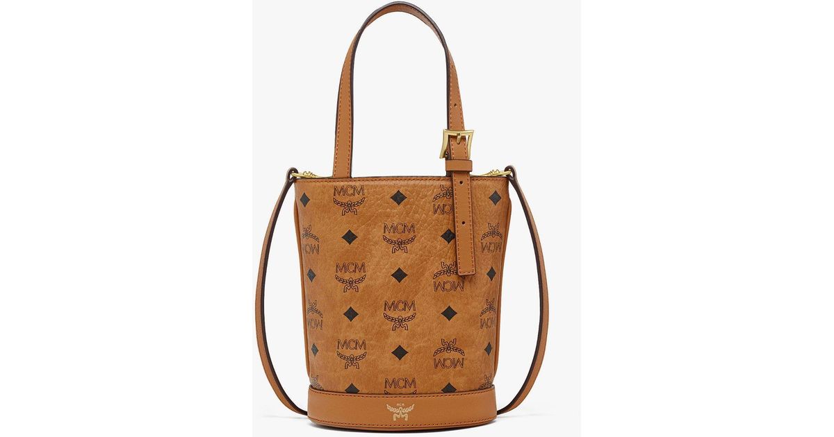 MCM Aren Bucket Tote In Visetos in Brown | Lyst UK