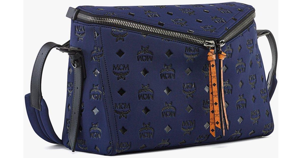 MCM Diamant 3d Shoulder Bag In Monogram Neoprene in Blue | Lyst