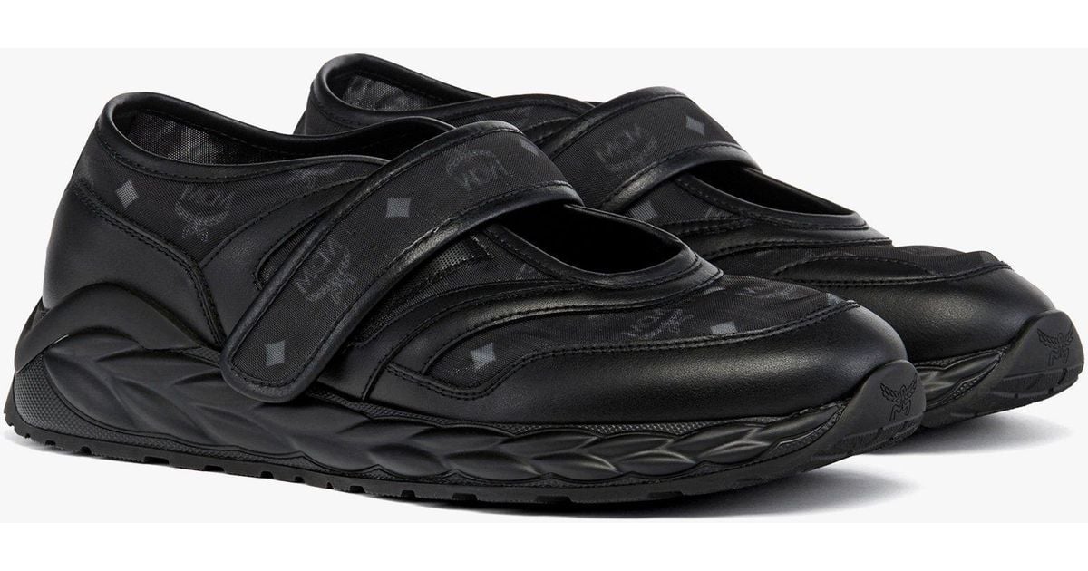 MCM Skywander Ballerina Sneakers In Monogram Mesh And Leather in Black ...