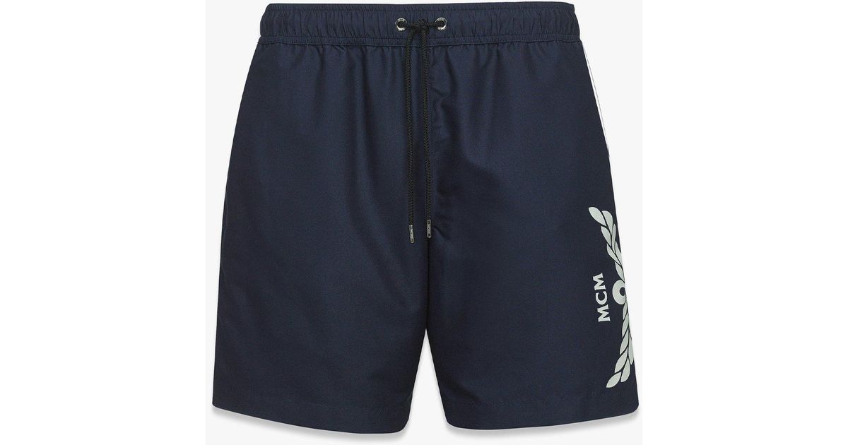 MCM Logo Swim Trunks in Blue for Men | Lyst