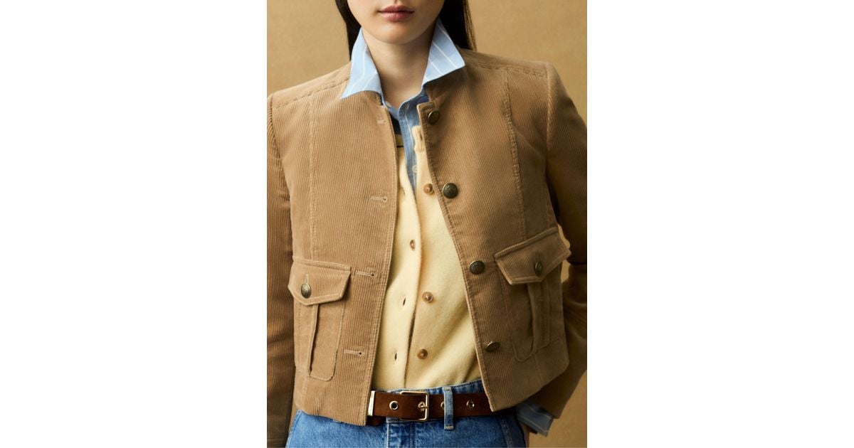 ME+EM Cord Military Crop Jacket in Natural | Lyst