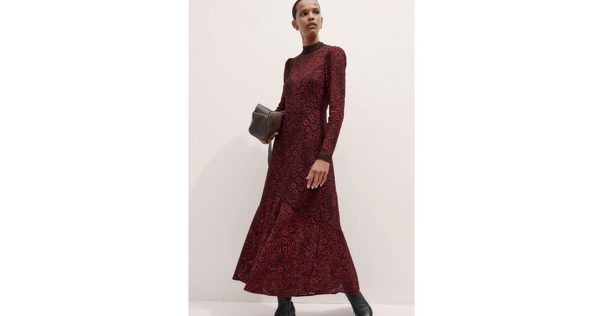 ME+EM Two-Tone Lace Maxi Dress in Red | Lyst UK