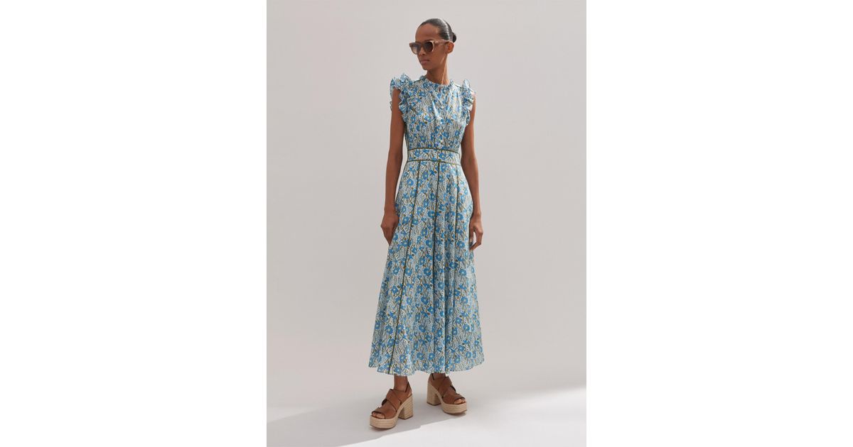 ME+EM Cotton English Garden Print Maxi Dress in Blue | Lyst