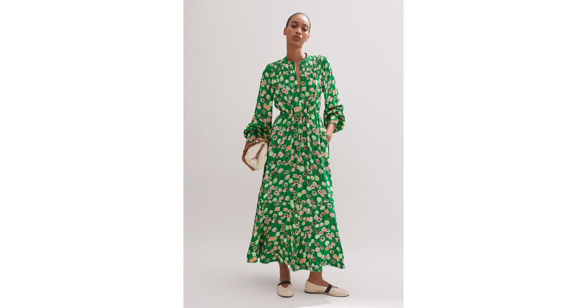 ME+EM Lantana Flower Print Midi Dress in Green | Lyst