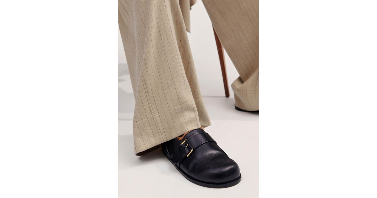ME+EM Shearling Buckle Clog in Natural | Lyst