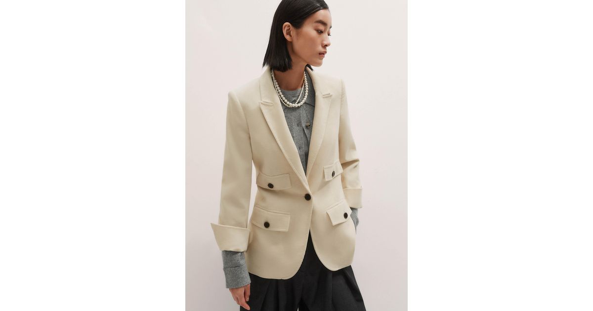 ME+EM Luxe Cord Sharp Shoulder Blazer in Natural | Lyst UK