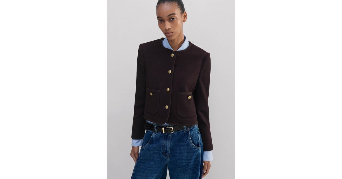 ME+EM Wool-Blend Twill Crop Jacket in Blue | Lyst