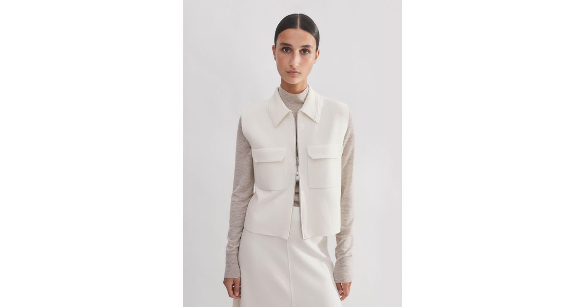 ME+EM Milano Knit Two-Way Zip Layering Sweater Vest in Natural | Lyst UK