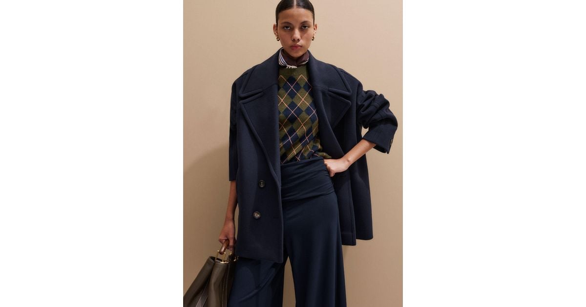 ME+EM Soft Shoulder Military Coat in Blue | Lyst UK