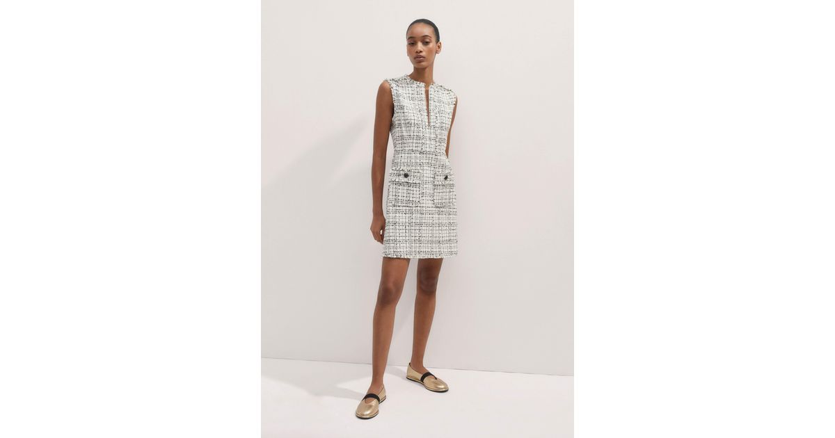 ME+EM Monochrome Tweed Layering Mini Dress in Natural | Lyst